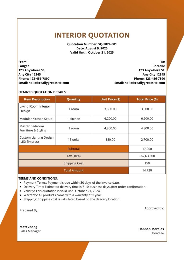 Interior Design Quotation Format ( PDF )