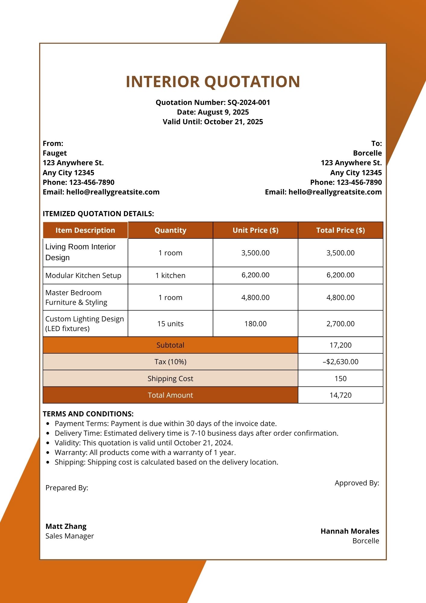 Interior Design Quotation Format ( PDF )