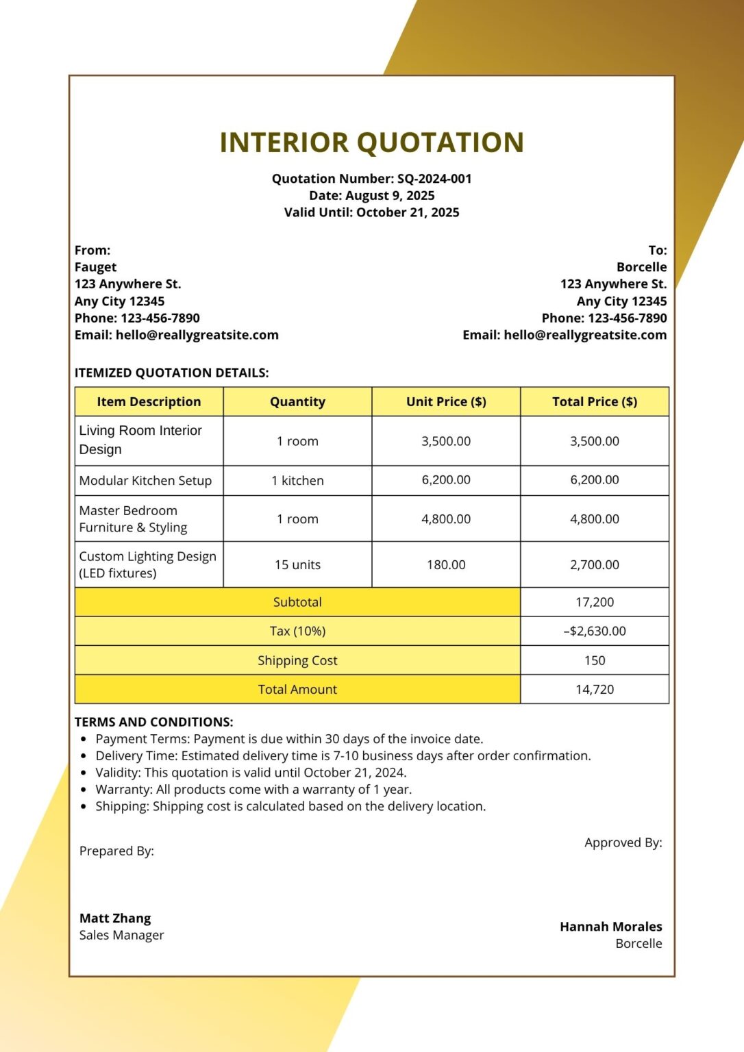 Interior Design Quotation Format ( PDF )