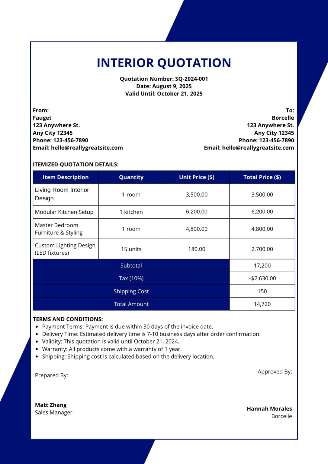 Interior Design Quotation Format ( PDF )